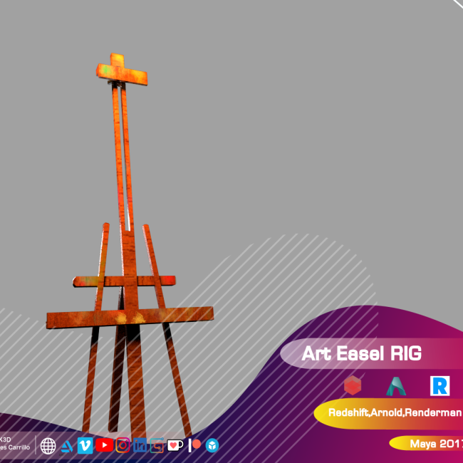 Art Easel RIG MAYA (Arnold, Redshift, Renderman, Vray) - AnimProps