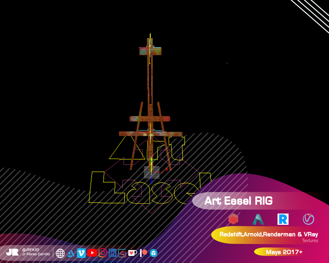 Art Easel RIG MAYA (Arnold, Redshift, Renderman, Vray) - AnimProps