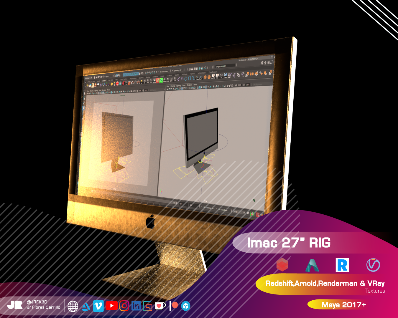 iMac apple 27" RIG MAYA (Arnold, Redshift, Renderman, Vray) - AnimProps