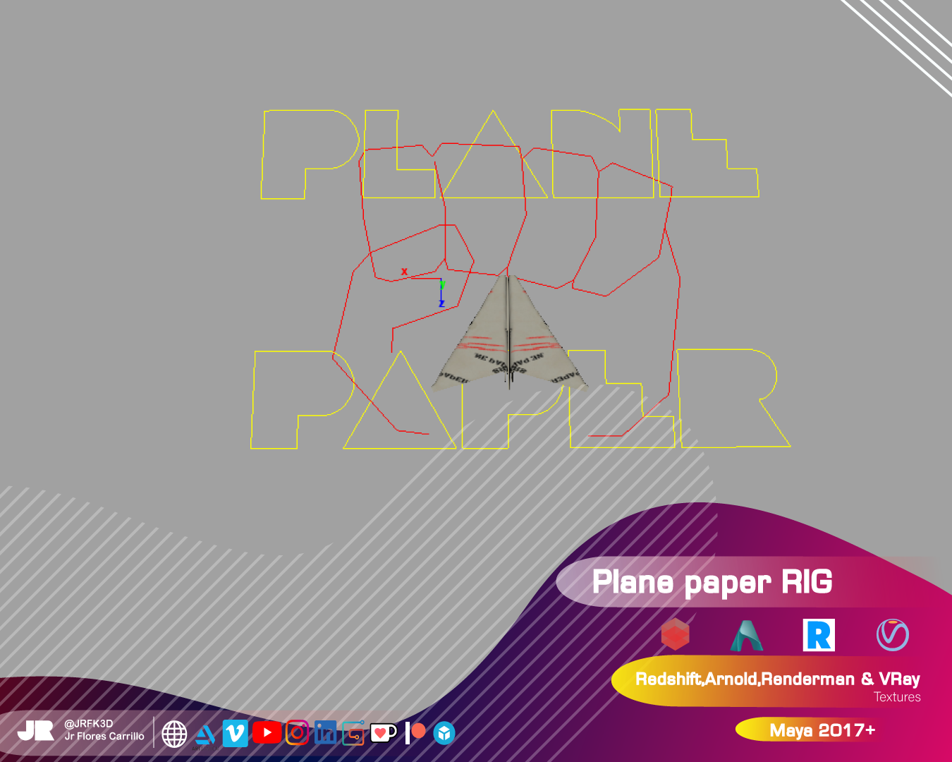 Plane Paper RIG MAYA (Arnold, Redshift, Renderman, Vray) - AnimProps