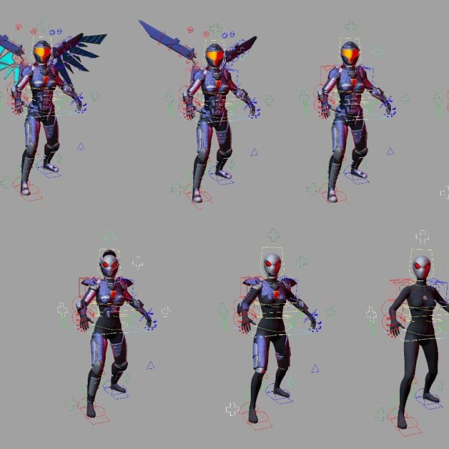Futuristic Super Soldier Female w/ Armor Transformations - AnimProps