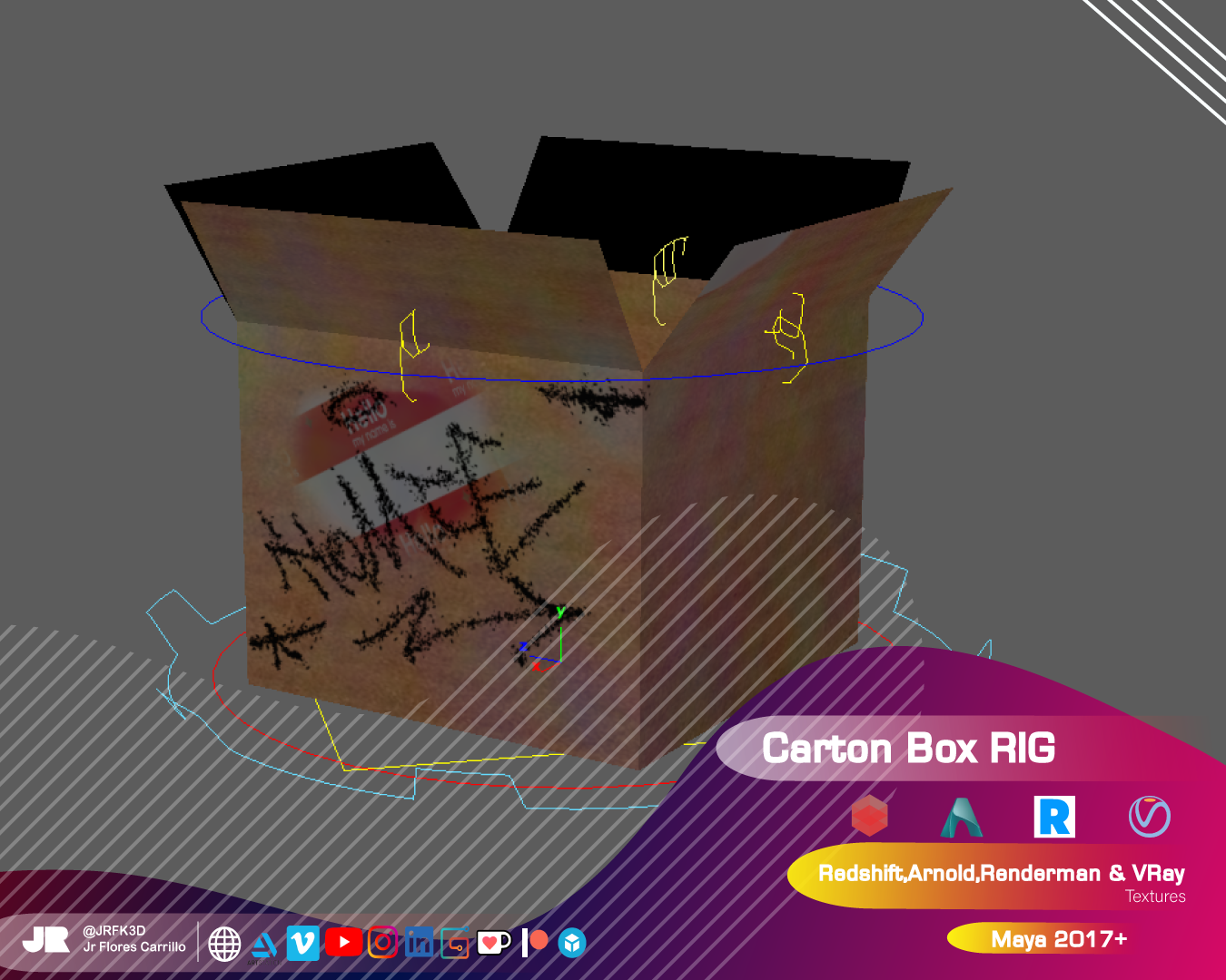 Carton Box RIG MAYA (Arnold, Redshift, Renderman, Vray) - AnimProps